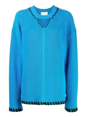 3.1 Phillip Lim Ribbed V-neck Jumper With Cut-out Detailing - Blue