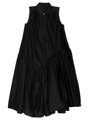 JNBY Sleeveless Gathered Midi Dress With Classic Collar - Black