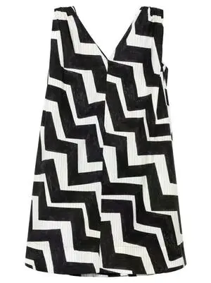 JNBY Chevron Print V-neck A-line Dress - Black