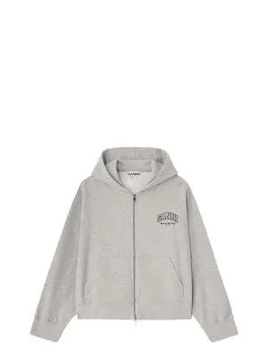 GANNI Zip Hoodie With Logo - Grey
