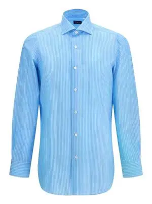 FINAMORE 1925 Striped Cotton Shirt - Blue