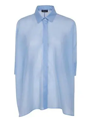 DRHOPE Oversized Lyocell Shirt - Blue