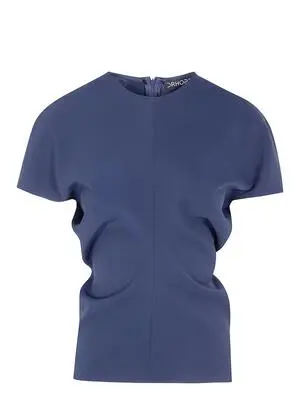 DRHOPE Bias Cut Crew Neck Top - Blue