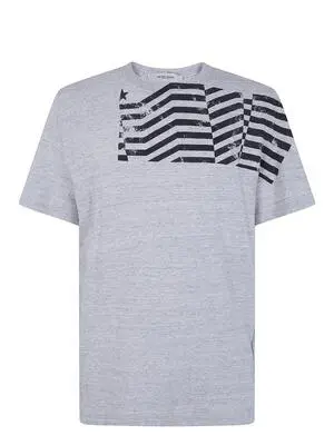 GOLDEN GOOSE Journey" Regular T-shirt Cotton Slub Jersey Flag - Gray