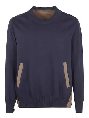 Sacai Cotton Typewriter X Knit Pullover - Blue