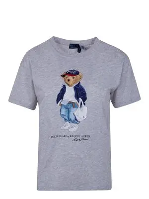 Polo Ralph Lauren Bear" Graphic T-shirt - Gray
