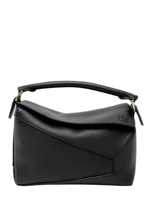 Loewe Small Grained Leather Puzzle Edge Bag - Black