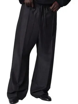 Fear Of God Fear Of God Dark Wide-Leg Wool Trousers With Striped Pattern Grey