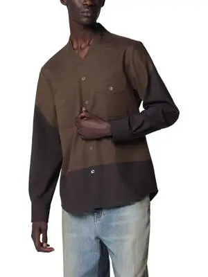 MAISON MARGIELA Two-tone Shirt In Wool Blend - Brown