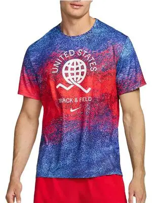 Nike Dri-fit Miler Printed T-shirt - Blue