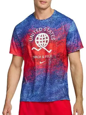 Nike Dri-fit Miler Printed T-shirt - Blue