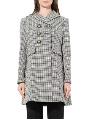 Alexander McQueen Houndstooth Double-breasted Coat - Grey
