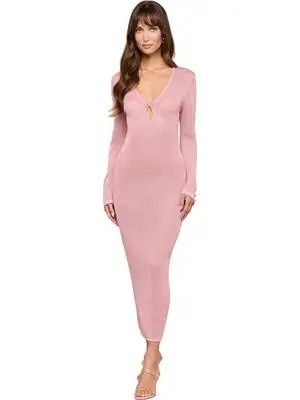 L'Agence Sydney Pointelle Knit Maxi Dress - Lilas