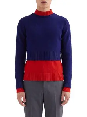 JIL SANDER Cropped Ribbed Sweater - Blue