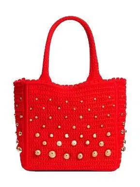 Sandro Studded Crochet Bag - Red