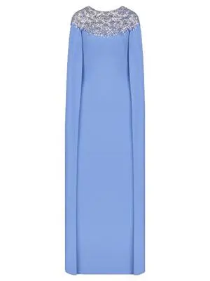 Oscar De La Renta Embellished Crystal & Glass Embroidered Caftan Gown - Red
