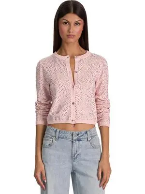 Alice + Olivia Embellished Cropped Cardigan - Neutral
