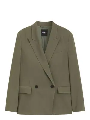 BOSS Pinstripe Stretch Crepe Double-breasted Blazer - Patterned