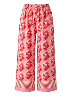 Loveist Store Loveist Mağazasi Geometric Print Wide Leg Trousers - Orange