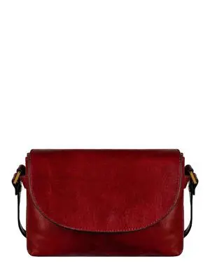 TIME RESISTANCE Full-grain Leather Crossbody Bag - Red