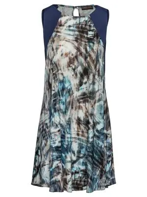 CONQUISTA Sleeveless A-line Dress With Print Fabric - Blue