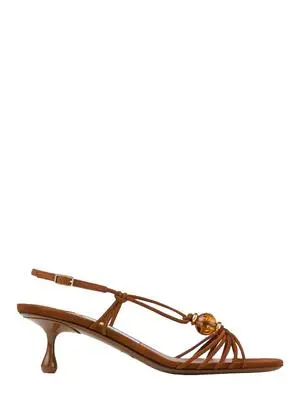 JIMMY CHOO Mix Suede Sandals With Beads - Brown
