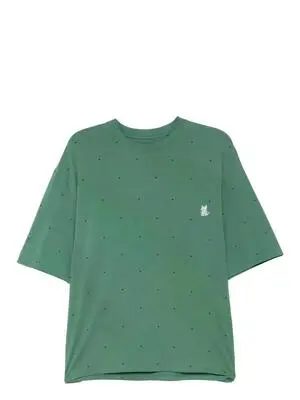 CROQUIS Polka-dot Embroidery T-shirt - Green