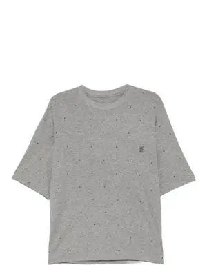 CROQUIS Polka-dot Embroidered T-shirt - Grey