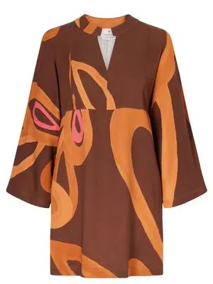 Themis Z Amalthea Sabra Abstract Print Faille Mini Dress - Brown