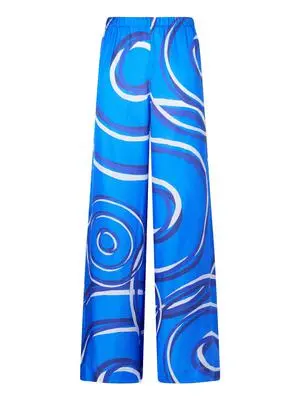 Themis Z Elysia Printed Silk-blend Wide-leg Pants - Blue