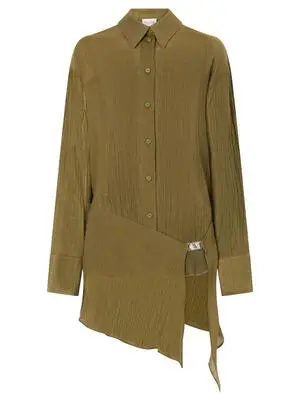 Attico Asymmetrical Cotton Mini Dress - Green