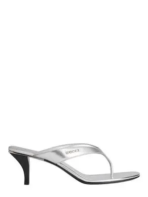 Gucci Gucci Metallic Leather Vittoria Thong Sandal Silver
