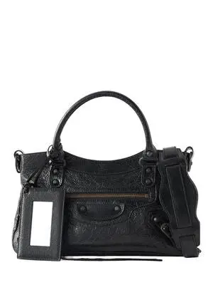 Balenciaga Le City First Leather Shoulder Bag - Black