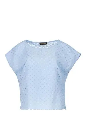 CONQUISTA Sleeveless Embroidered Top - Blue