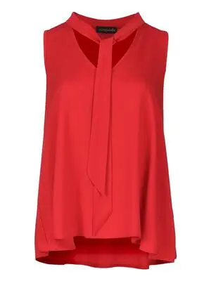 CONQUISTA Sleeveless Tie Detail Top - Red