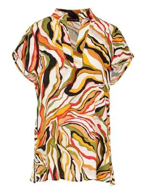 CONQUISTA Swirl Print Sleeveless Top - Orange