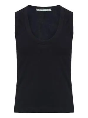 CONQUISTA Sleeveless Scoop Neck Top In Stretch Jersey - Black