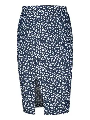 CONQUISTA Print Gabardine Pencil Skirt - Blue