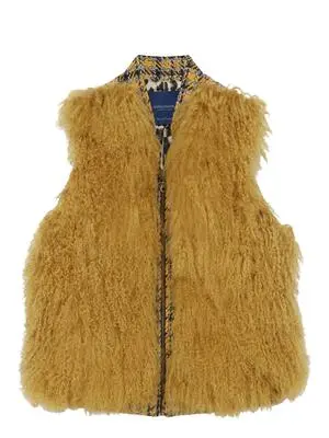 AMANDA THOMPSON COUTURE Mongolian Sheepskin Cropped Gilet - Yellow