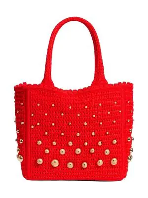 Sandro Studded Crochet Bag - Red