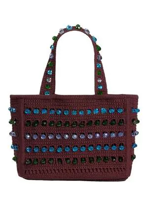 Sandro Beaded Crochet Bag - Brown
