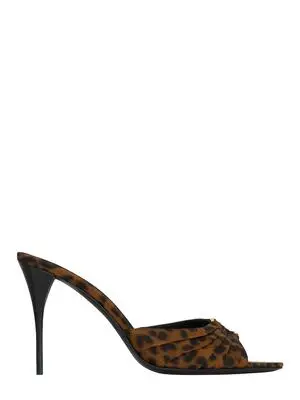 Saint Laurent Saint Laurent Babylone Mules In Grosgrain Leopard