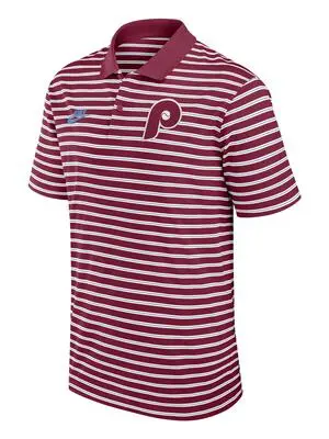 Nike Philadelphia Phillies Cooperstown Striped Victory Dri-fit Mlb Polo - Red