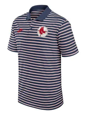 Nike Boston Red Sox Cooperstown Striped Victory Dri-fit Mlb Polo - Blue