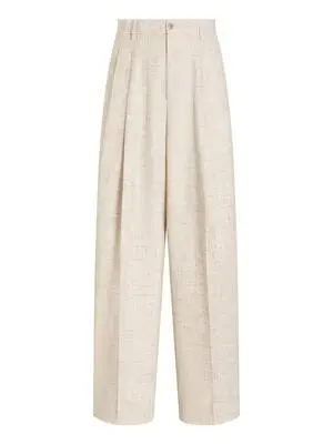 Dolce & Gabbana Tweed-effect Linen And Viscose Trousers - Multicolor