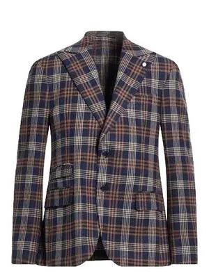 LUIGI BIANCHI MANTOVA Blazer Size Wool, Cotton, Polyamide, Polyester, Acrylic - Blue