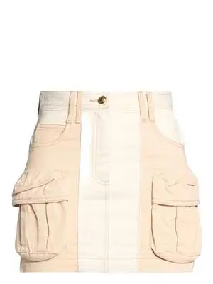 Liu Jo Two-tone Denim Mini Skirt With Leather Trims - Beige
