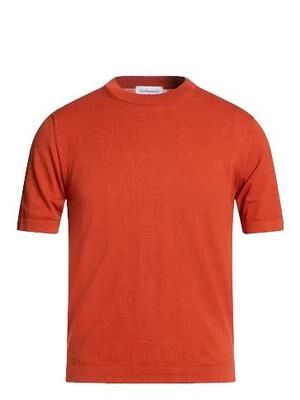 BELLWOOD Knitted Crewneck Short-sleeve Sweater - Rust