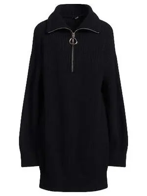 DONDUP DONDUP Wool Ribbed-Knit Mini Dress With Half-Zip Neckline