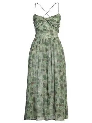 DEPARTMENT 5 Military Ramie Midi Dress With Camouflage Print - Green